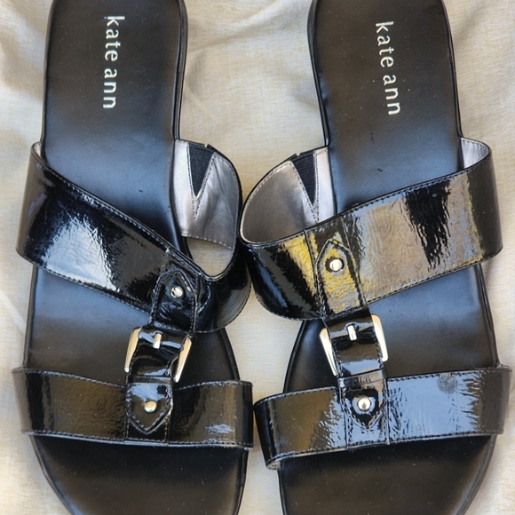 Kate Ann | Shoes | Kate Ann Patten Leather Wedge Sandals Size 9w | Poshmark